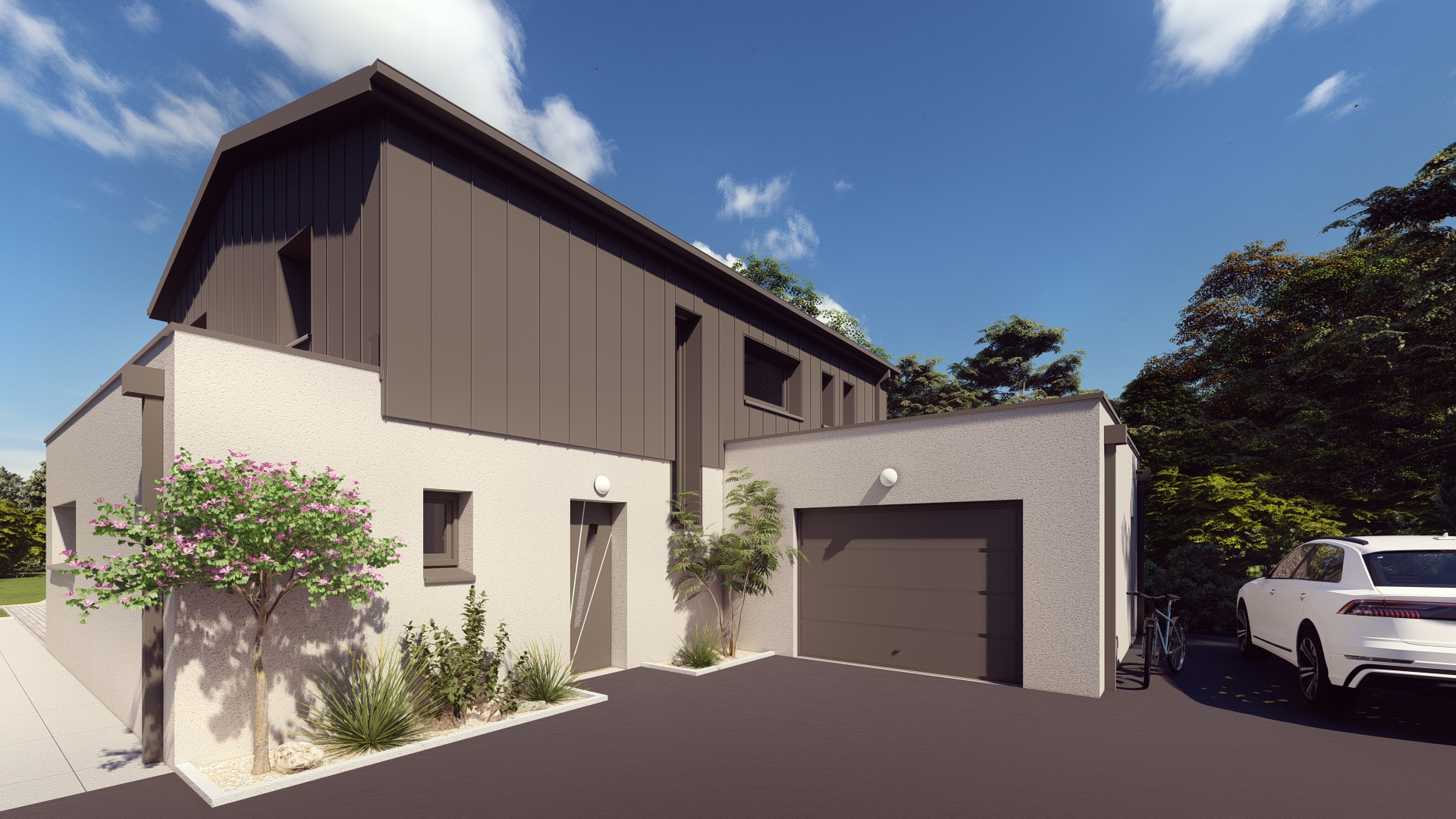 Maison Contemporaine Ossature Bois/Parpaing au CELLIER (44) - Concept ...